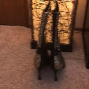 Ashro | Shoes | Ashro Leather Rhinestone Leopard Print Boots | Poshmark